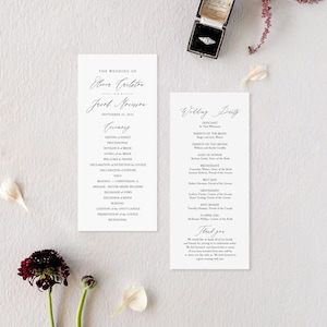 Calligraphy Wedding Program Template, Elegant Wedding Program Printable, Catholic Wedding ...