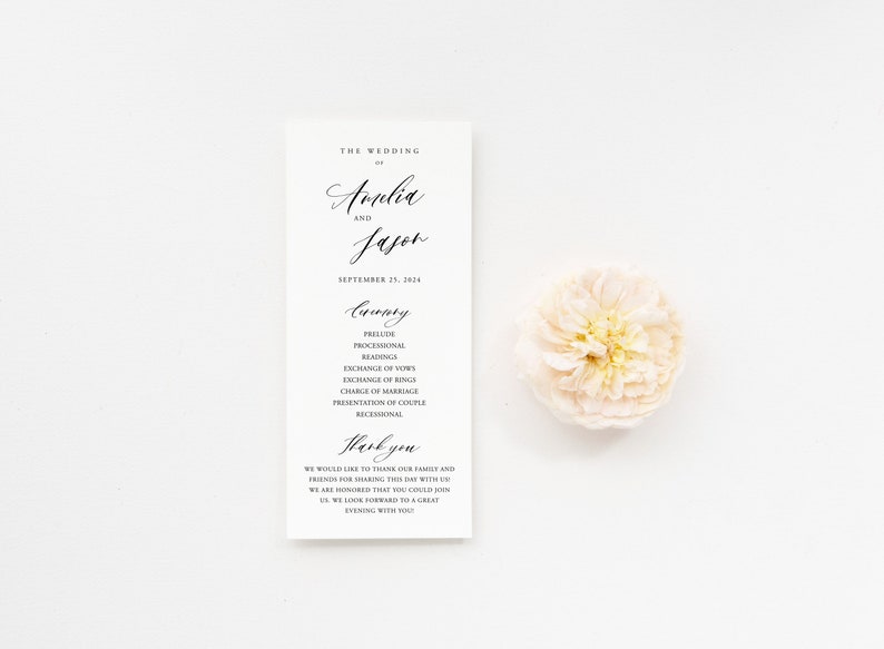 Wedding Program Template Script Wedding Program Modern Order | Etsy