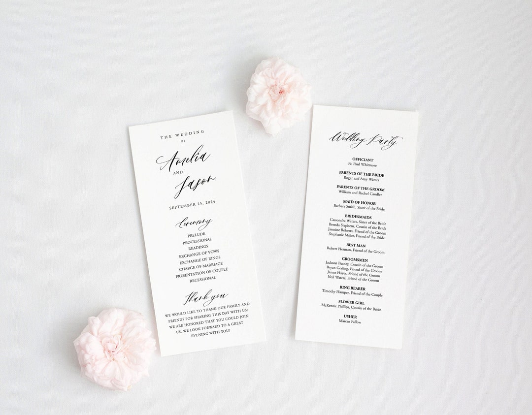 Wedding Program Template, Script Wedding Program, Modern Order of ...