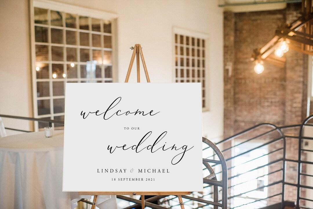 GARDENIA - Modern Calligraphy Wedding Welcome Sign Template, Printable ...