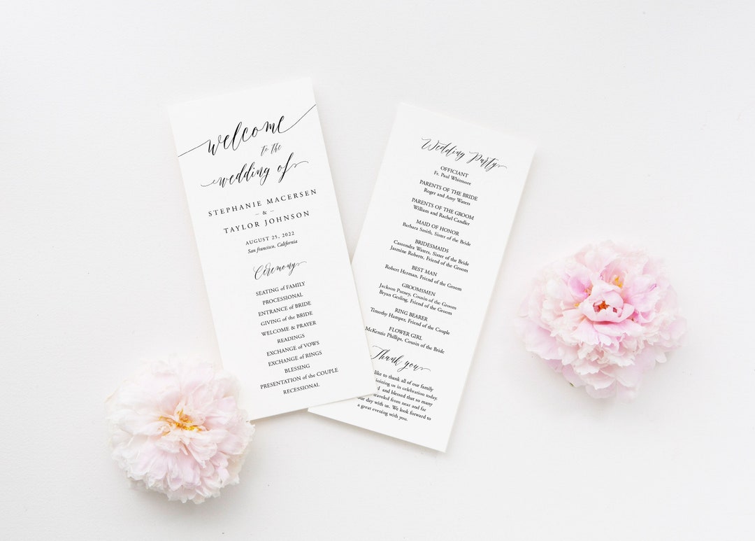 Catholic Wedding Program Template, Script Wedding Program, Modern Order ...