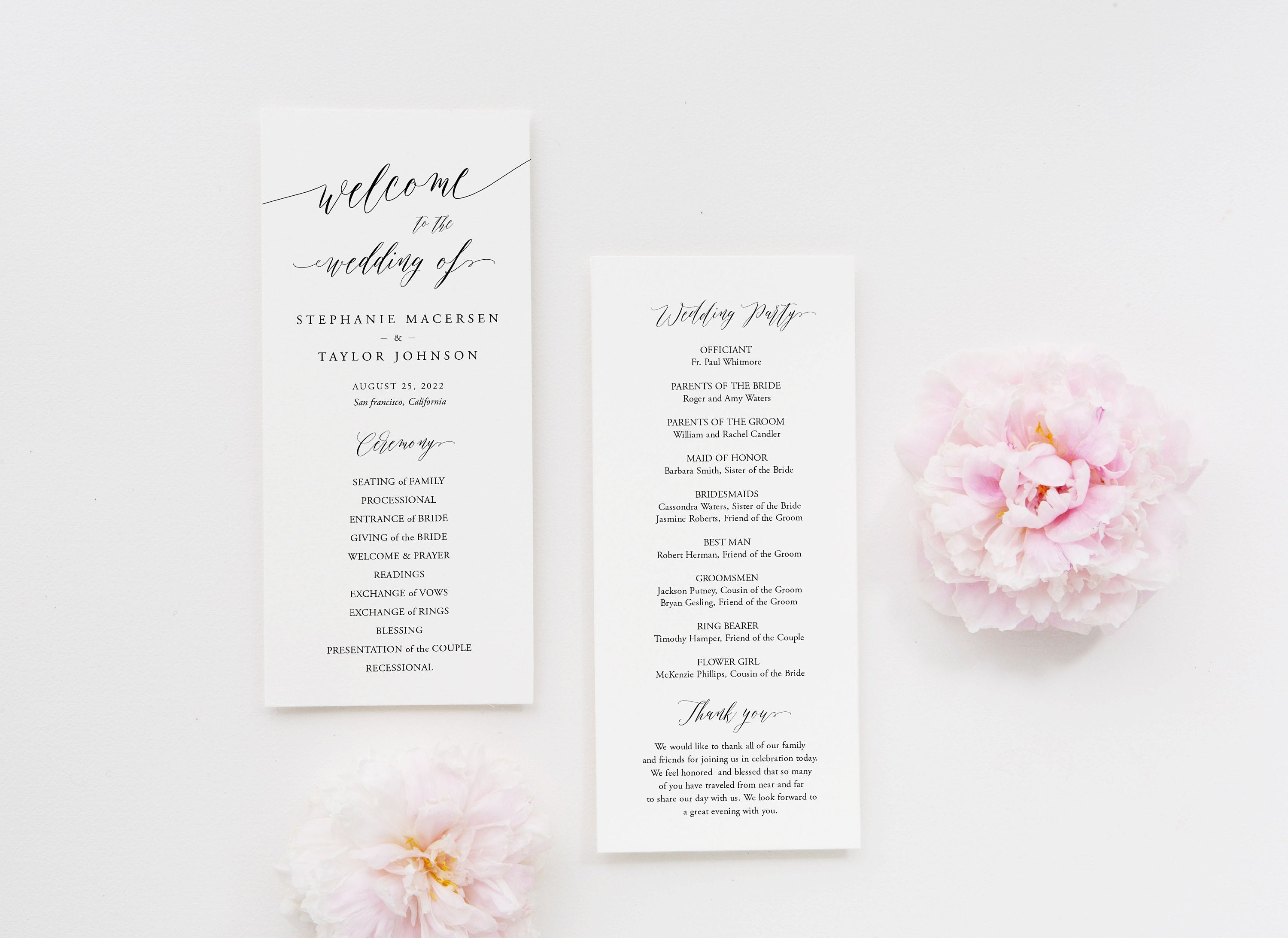 Catholic Wedding Program Template, Script Wedding Program, Modern Order ...