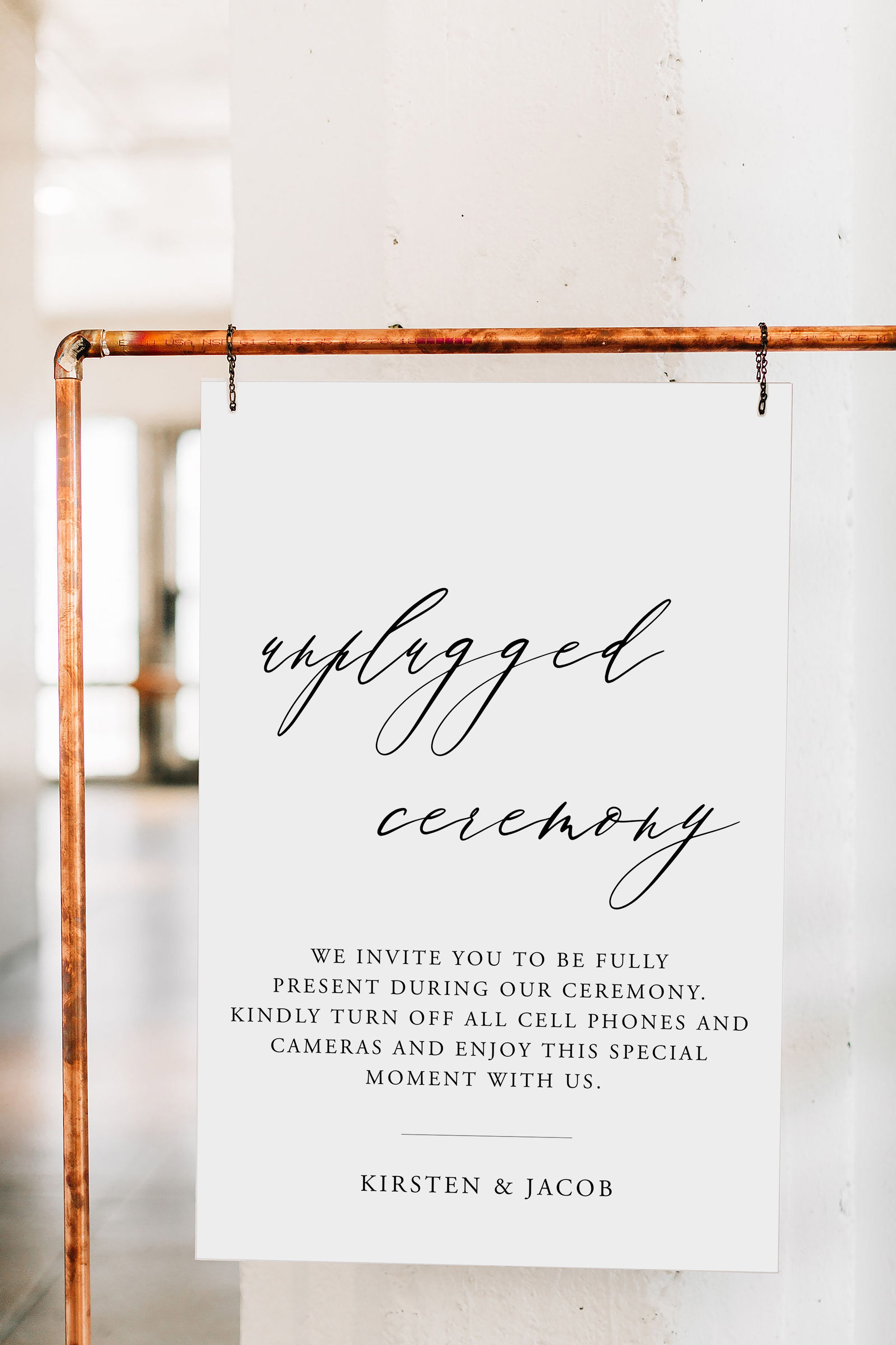 ANDIE - Elegant Unplugged Ceremony Sign Template, Modern Calligraphy ...
