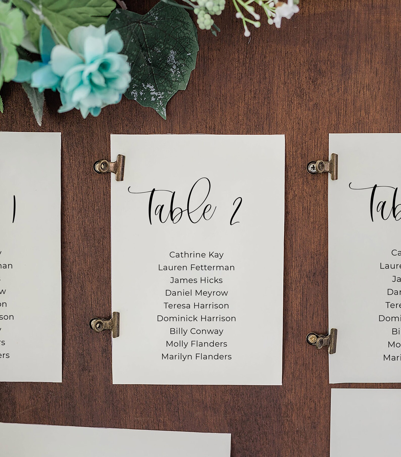 ANDIE - Elegant Seating Chart Cards Template, Seating Cards for Wedding ...