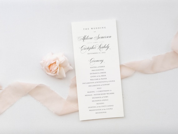 Classic Wedding Program Template Elegant Wedding Program - Etsy