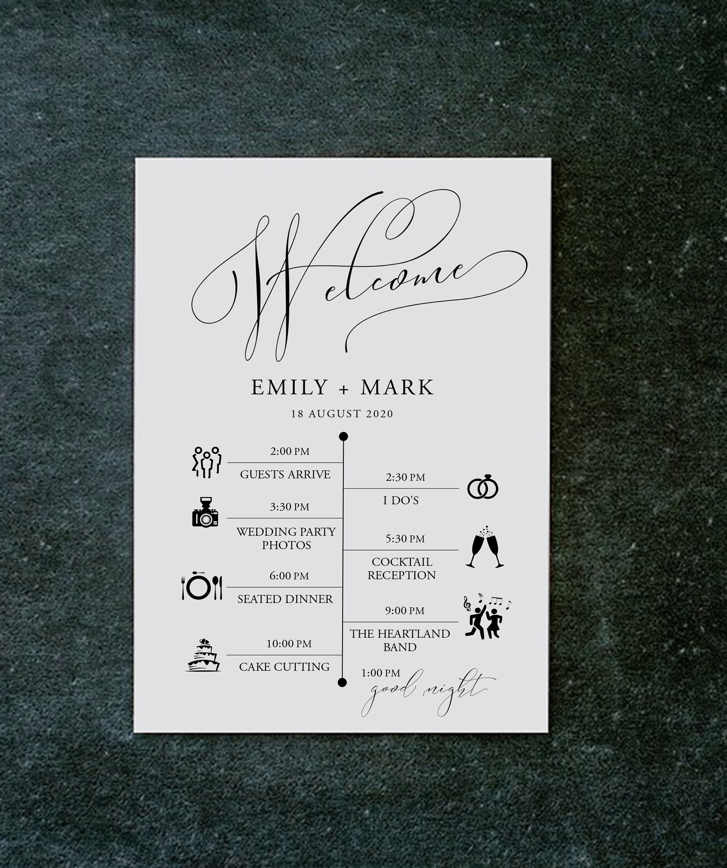 SONIA Elegant Wedding Program Template Wedding Timeline - Etsy