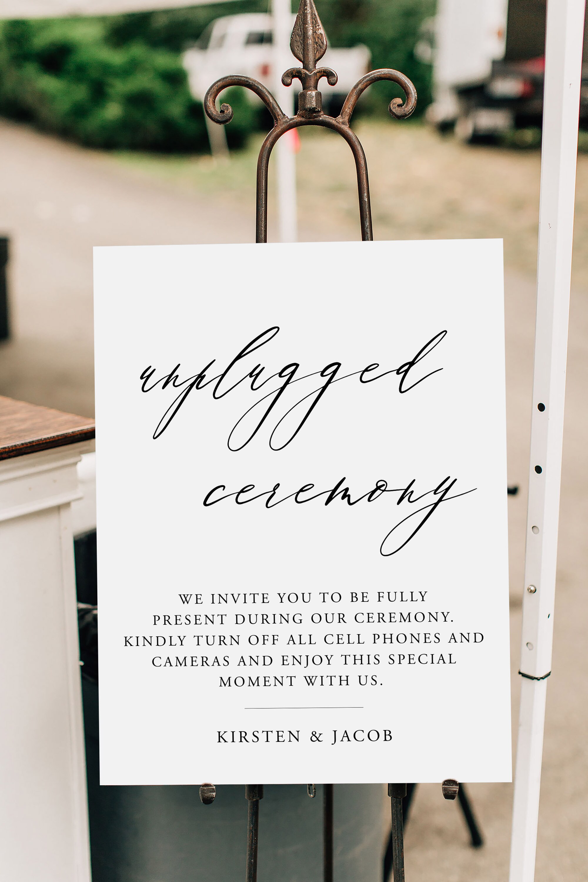 ANDIE - Elegant Unplugged Ceremony Sign Template, Modern Calligraphy ...