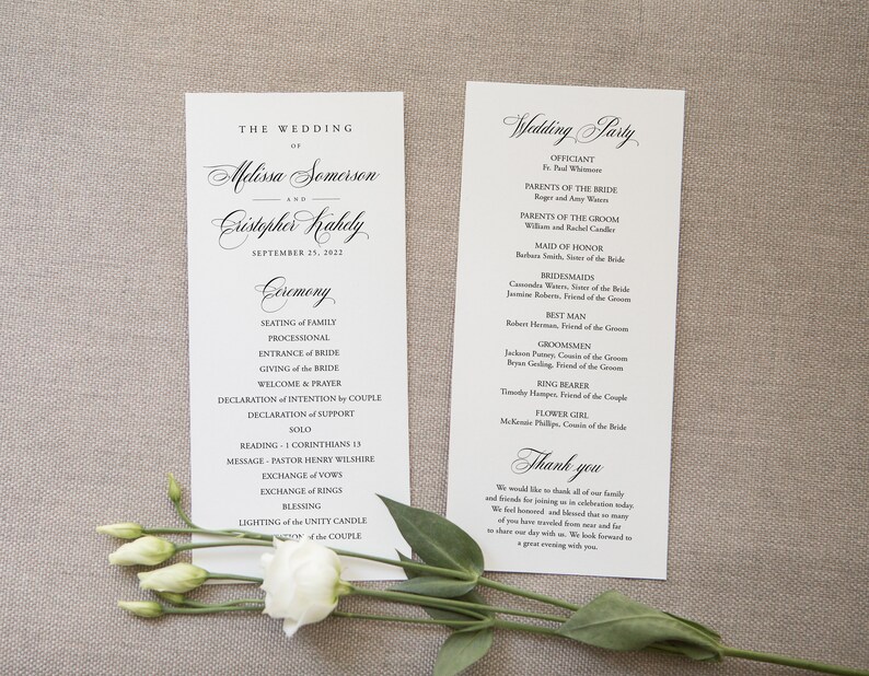 Classic Wedding Program Template Elegant Wedding Program - Etsy