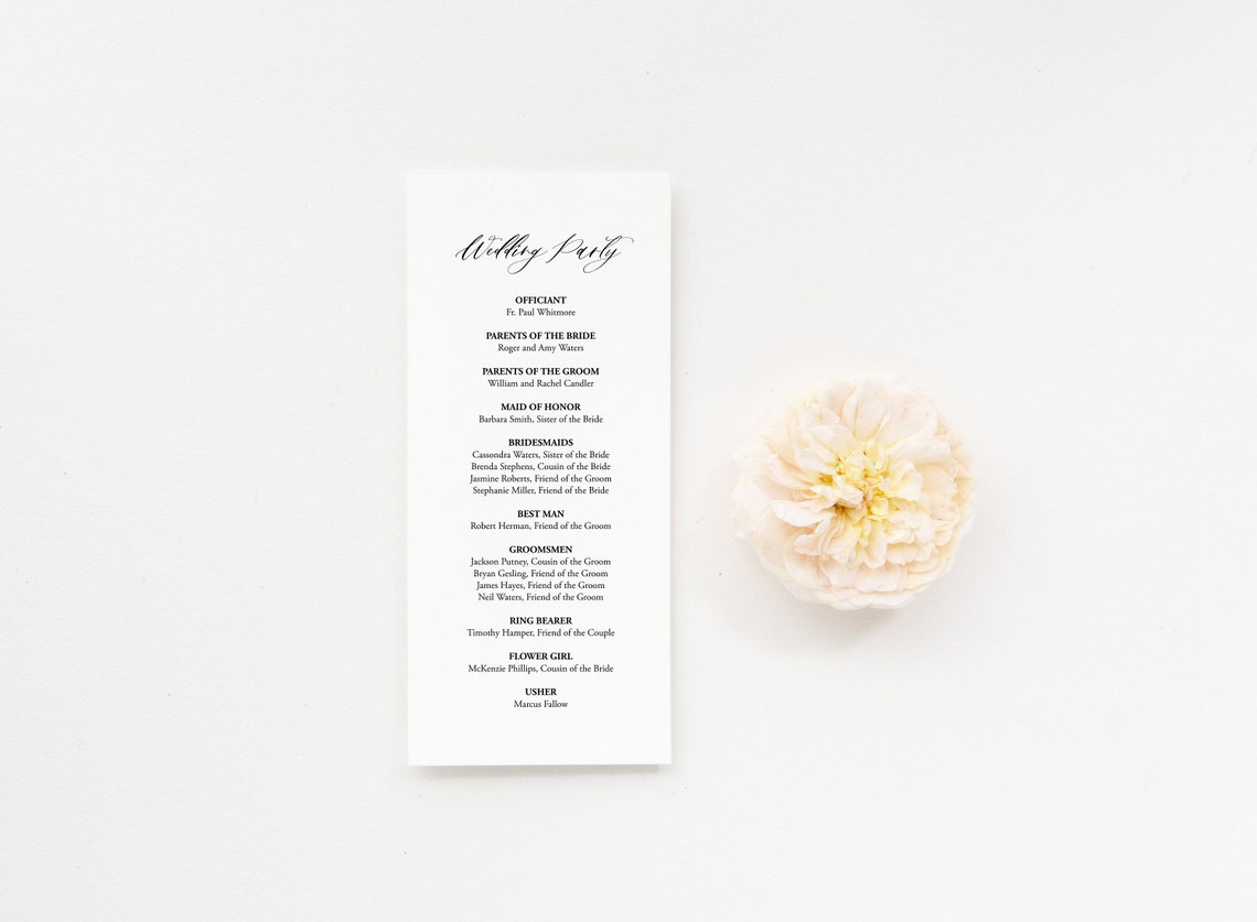 Wedding Program Template Script Wedding Program Modern Order | Etsy