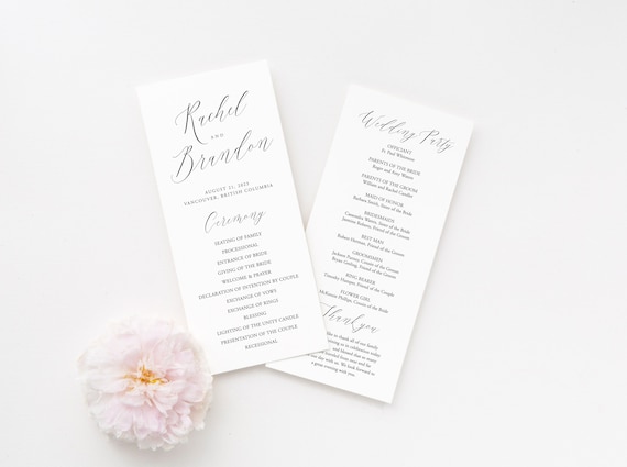 Elegant Program Template Modern Calligraphy Wedding Program | Etsy