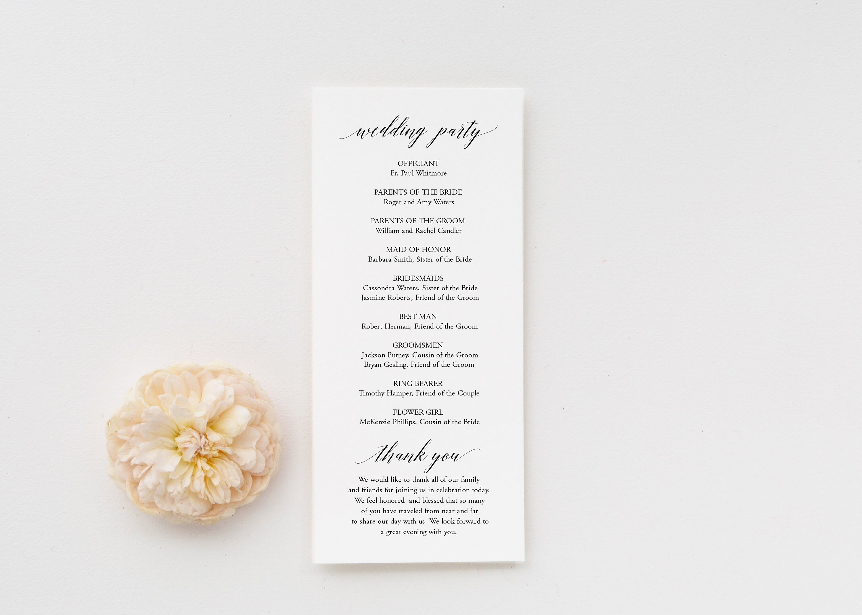 Modern Wedding Program Template, Simple Order of Service, Printable ...