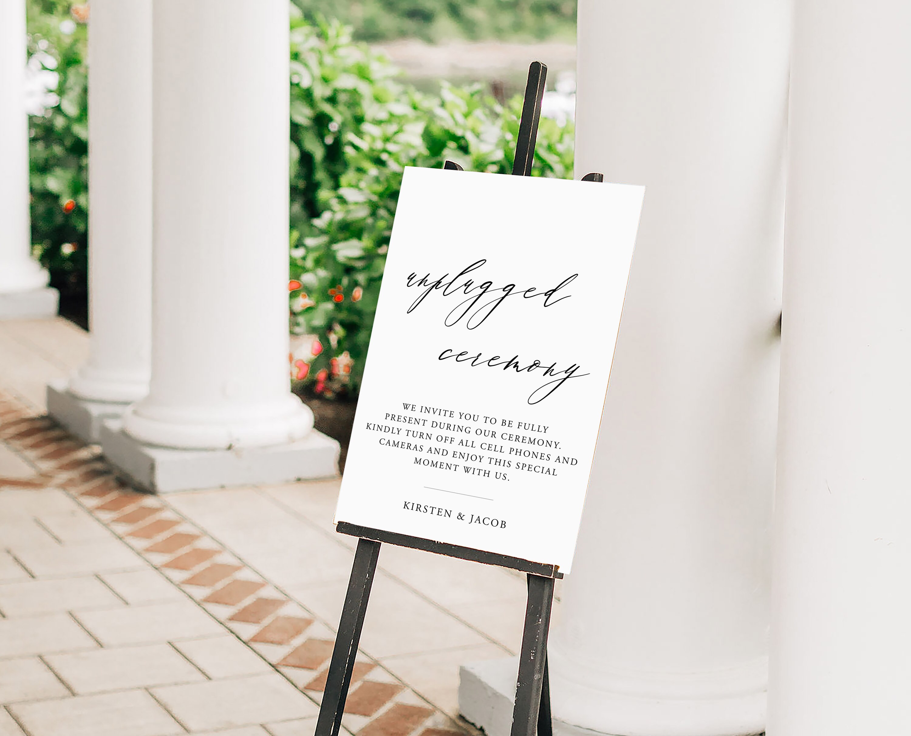 ANDIE - Elegant Unplugged Ceremony Sign Template, Modern Calligraphy ...