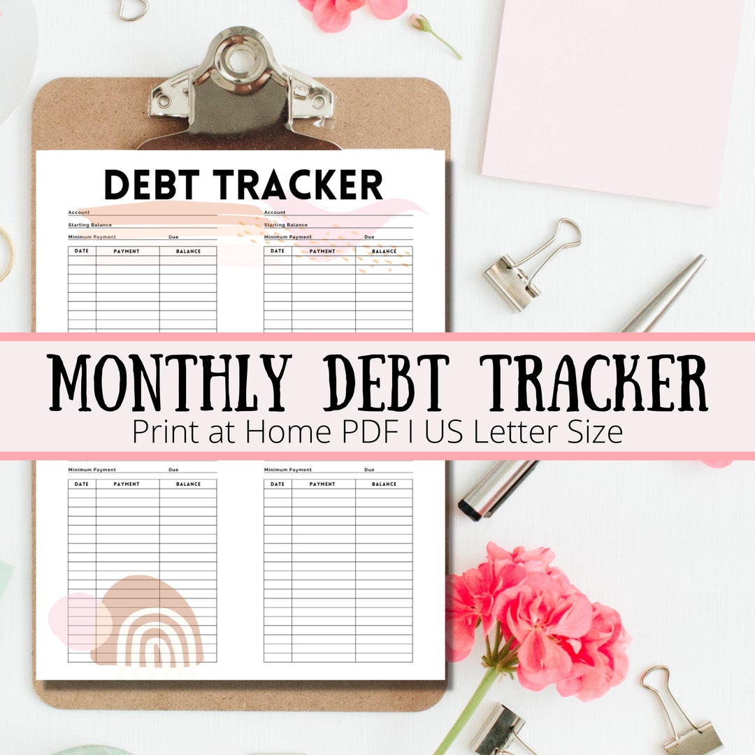 Debt Tracker- 4 Sections per Page. Digital Download PDF. Print at Home ...