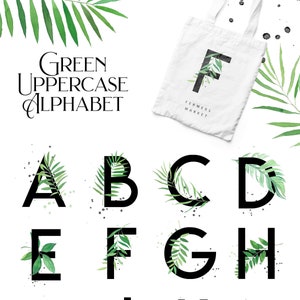 Green. Tropical Watercolor Letters & Clipart Exotic Jungle - Etsy