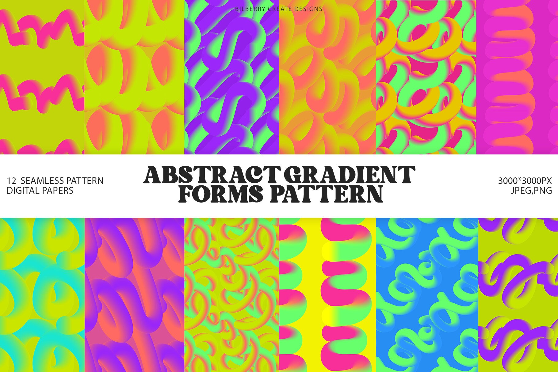 Abstract Gradient Forms Patterns, Digital Paper, Abstract Ombre ...