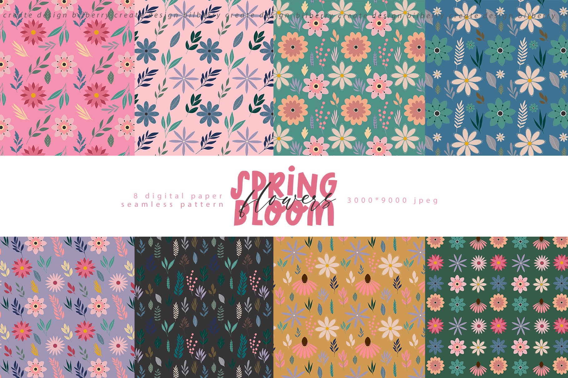 Spring Flowers Flowery Digital Papers-commercial Use-scrapbook Paper ...