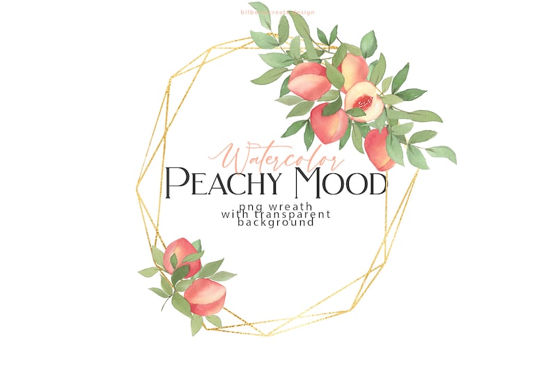 Peach Clipart Watercolor Fruit Clipart Peach Fruit Wreath Clip - Etsy