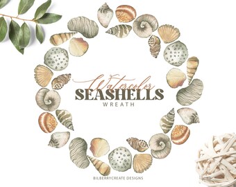 Watercolor Ocean Wreath Square Digital Clipart Individual PNG Files ...