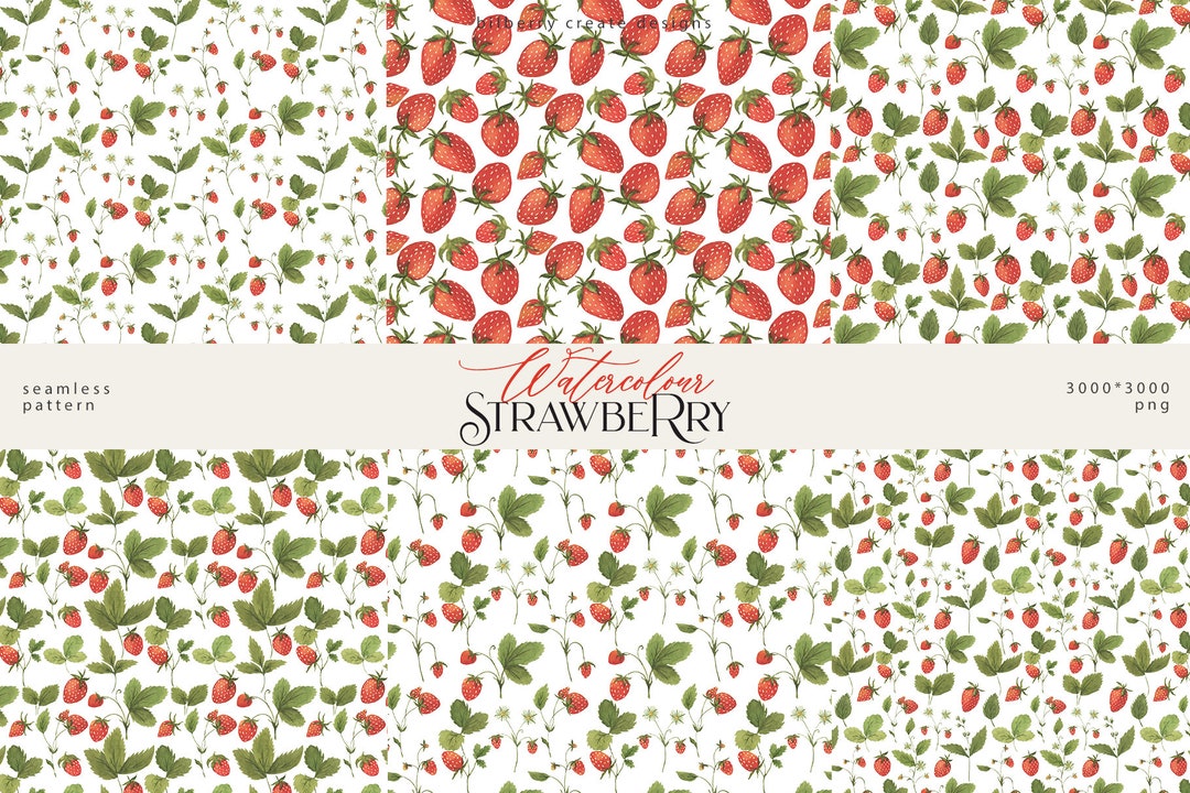 Watercolor Strawberry Digital Paper Strawberries Seamless - Etsy