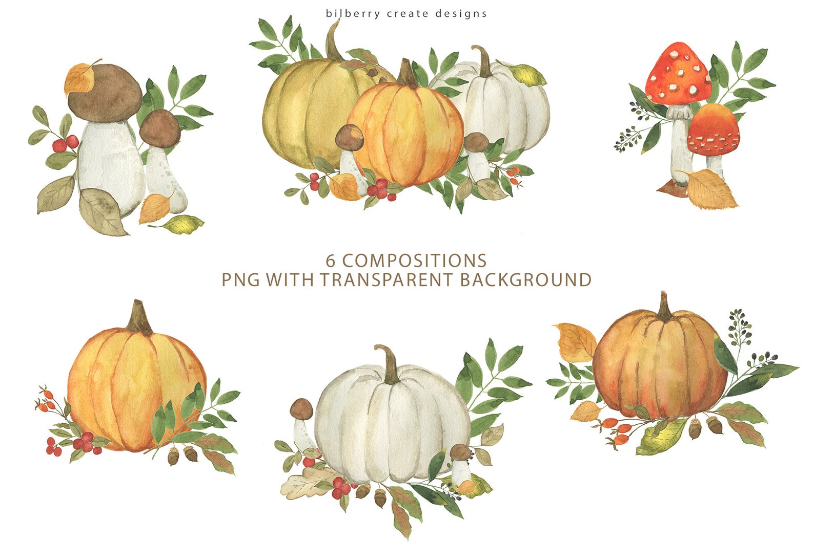 Watercolor Autumn Clipart Autumn Clip Art White Beige Orange - Etsy