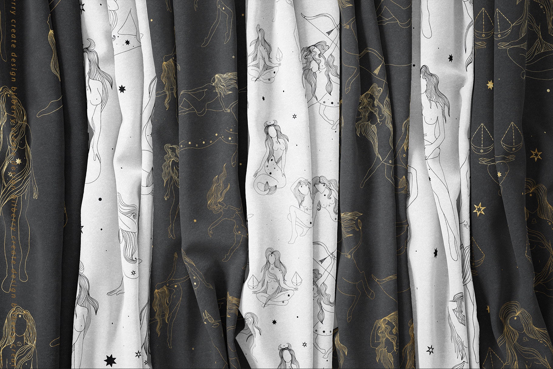 Moon Goddess, Zodiac Seamless Pattern, Zodiac Digital Paper Pack ...