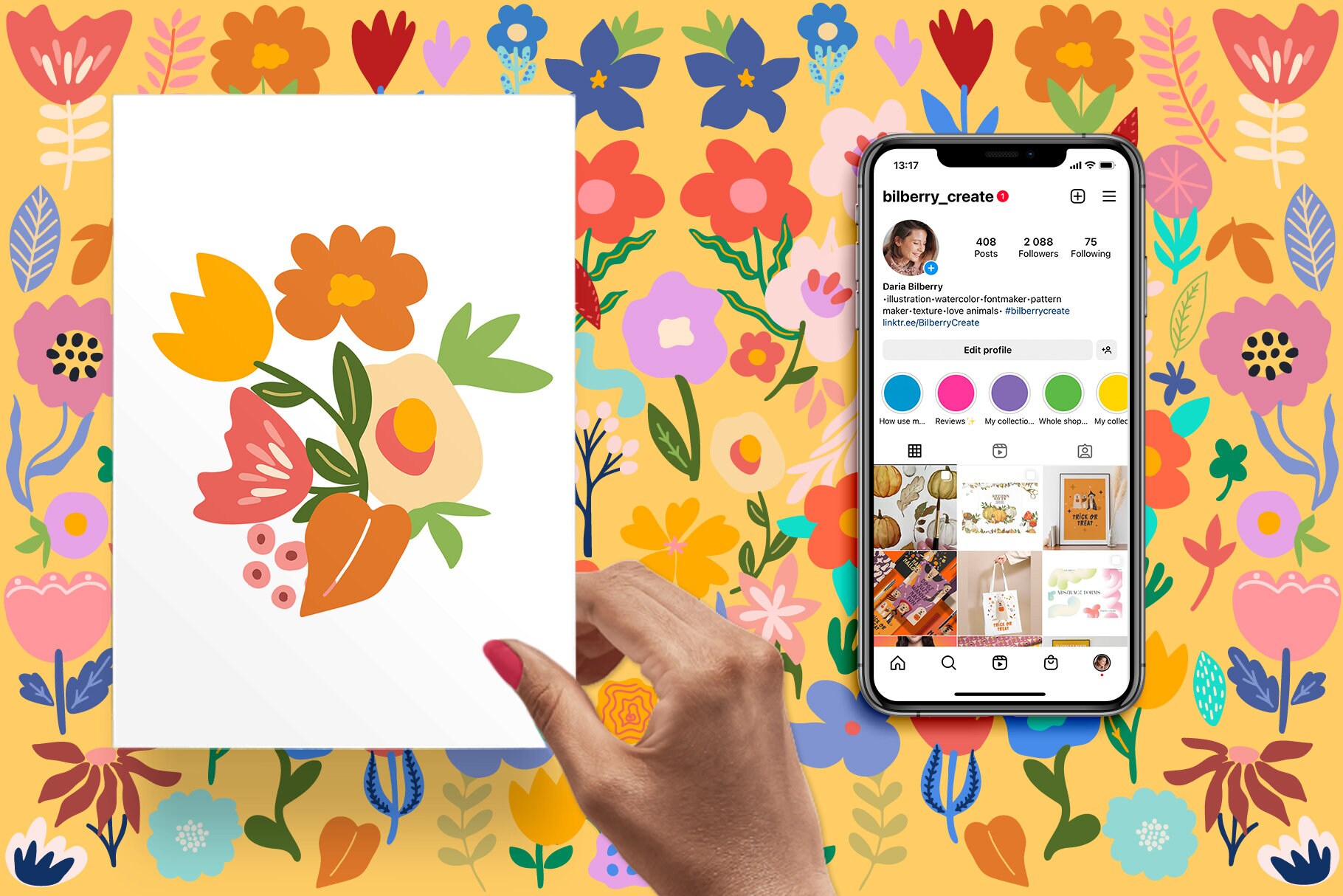 Abstract Autumn Flowers Digital Papers , Scrapbook Paper, Seamless ...