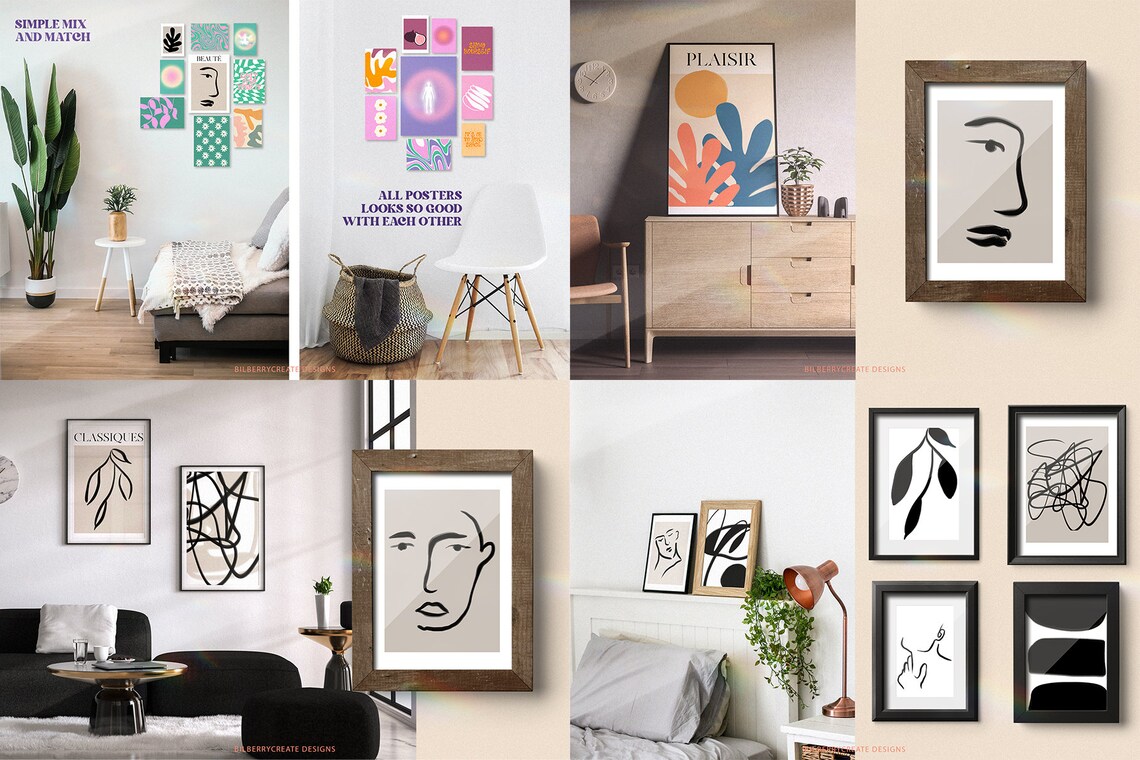 MODERN Poster Bundle, DIGITAL DOWNLOAD, Pastel Danish Decor, Trendy ...