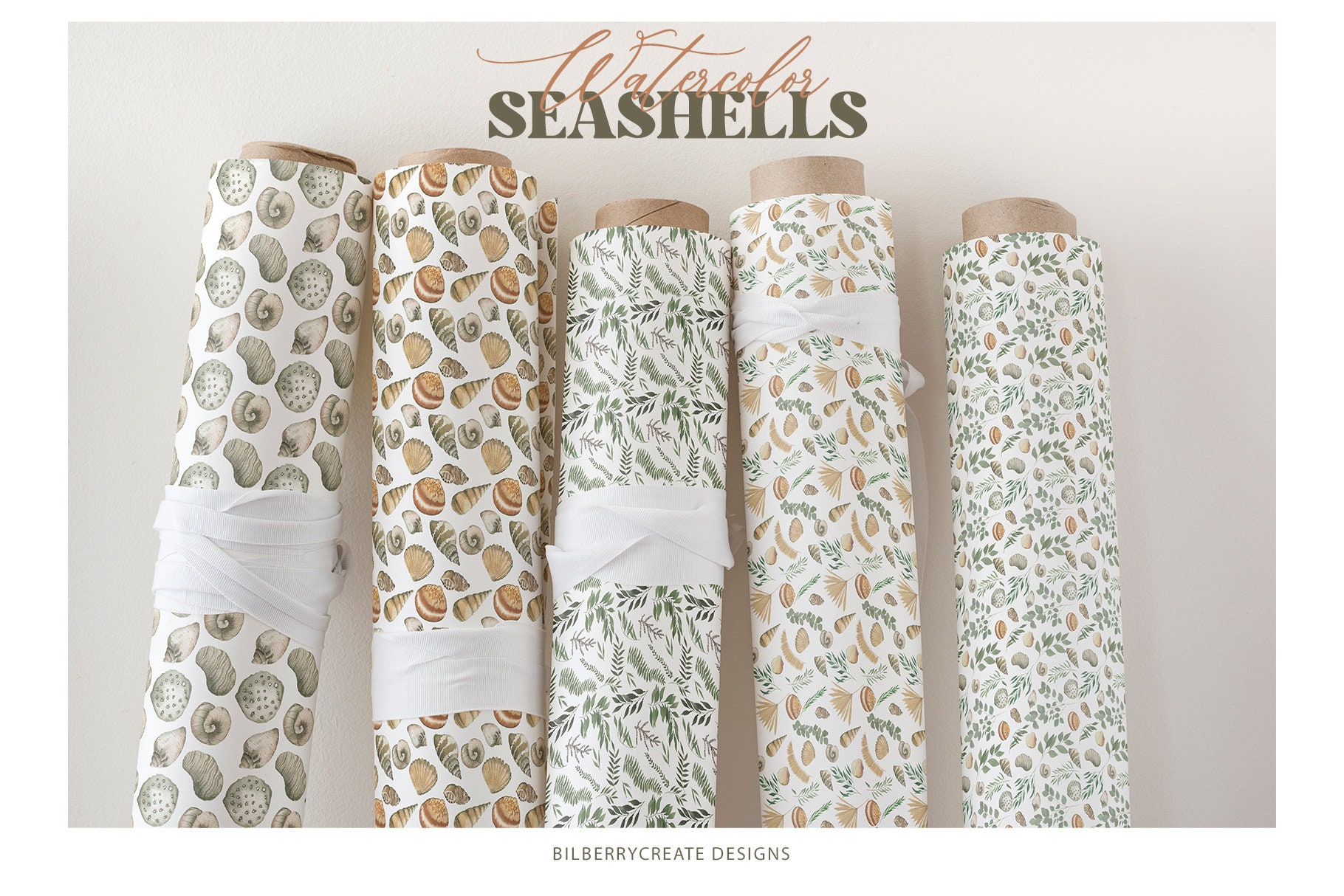 Watercolor Seashells Digital Pattern Scrapbook Paper, Digital Paper ...
