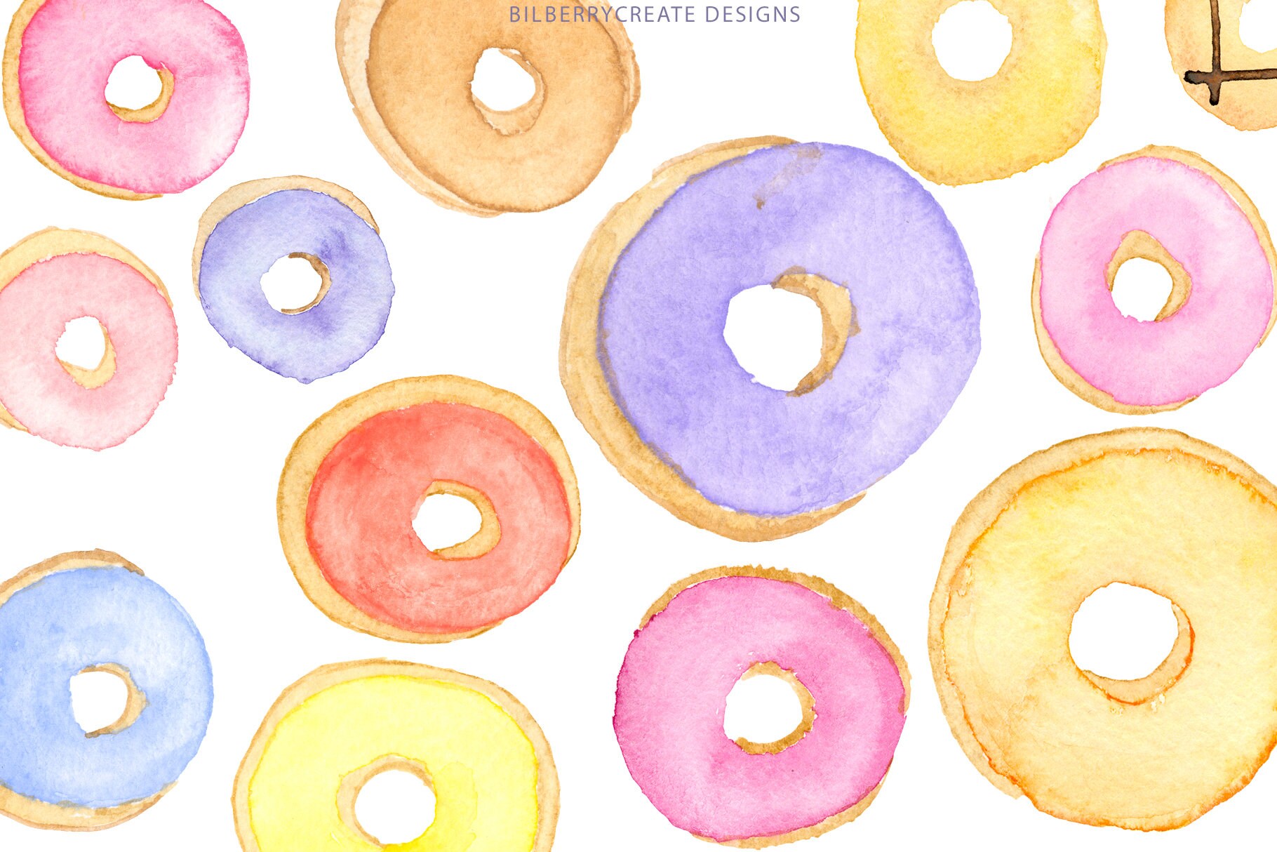 Watercolor Donuts Clipart, Sweet Bakery Food Clipart, Donut Birthday ...