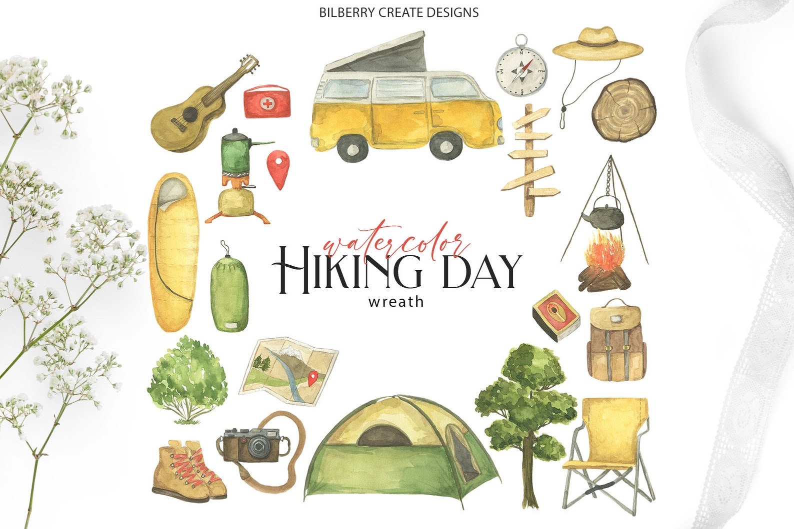 Watercolor Hiking Day Frame Good Invite Camping Invitation - Etsy