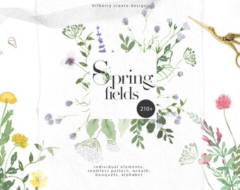 Floral Frame Border Watercolor Wildflower Clipart Spring Summer Bright ...