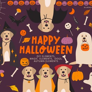 Halloween Dogs Clip Art, Dogs in Costumes, Spooky Dog Clipart, Pumpkin ...