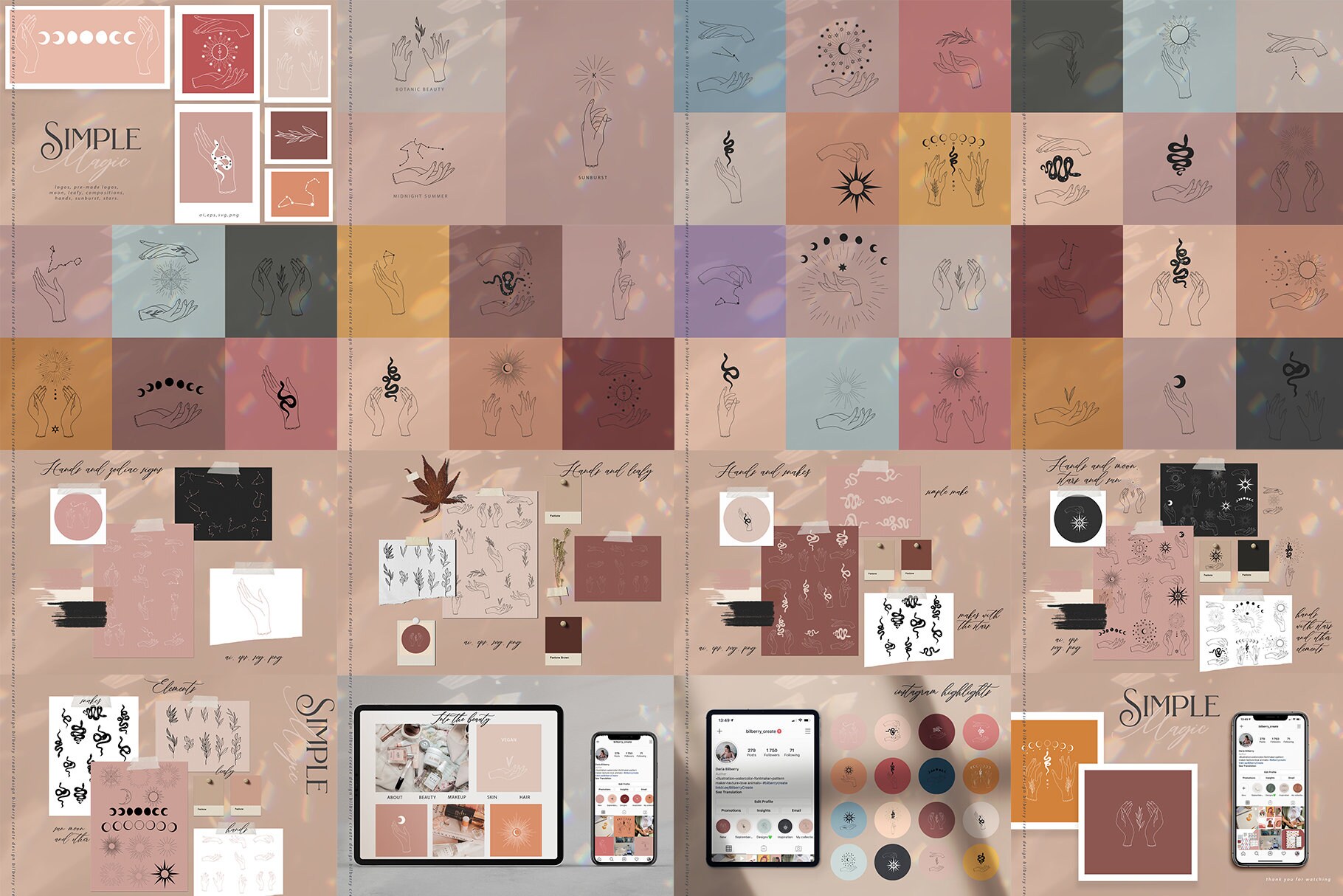 Moon and Stars Bundle-digital Stars Clipart-graphic Bundle celestial ...