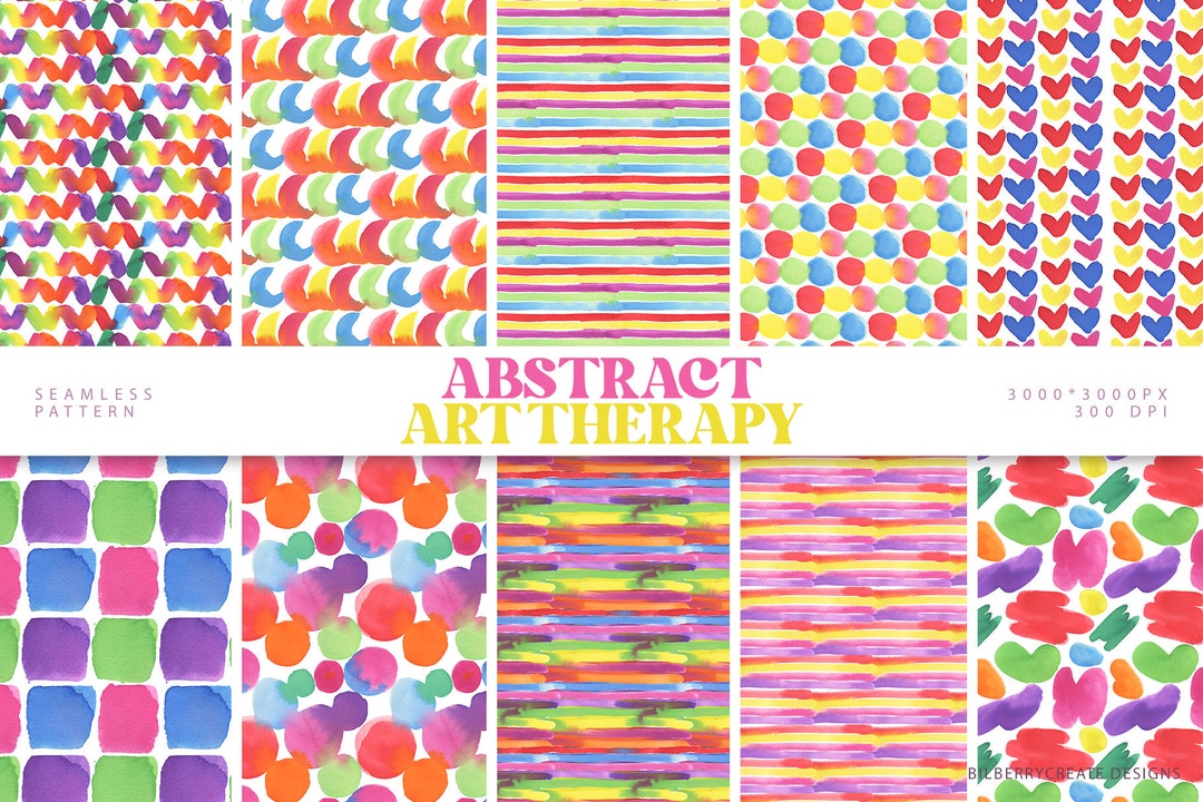 Abstract Art Therapy Art Digital Paper Set Scrapbook Paper, Digital ...