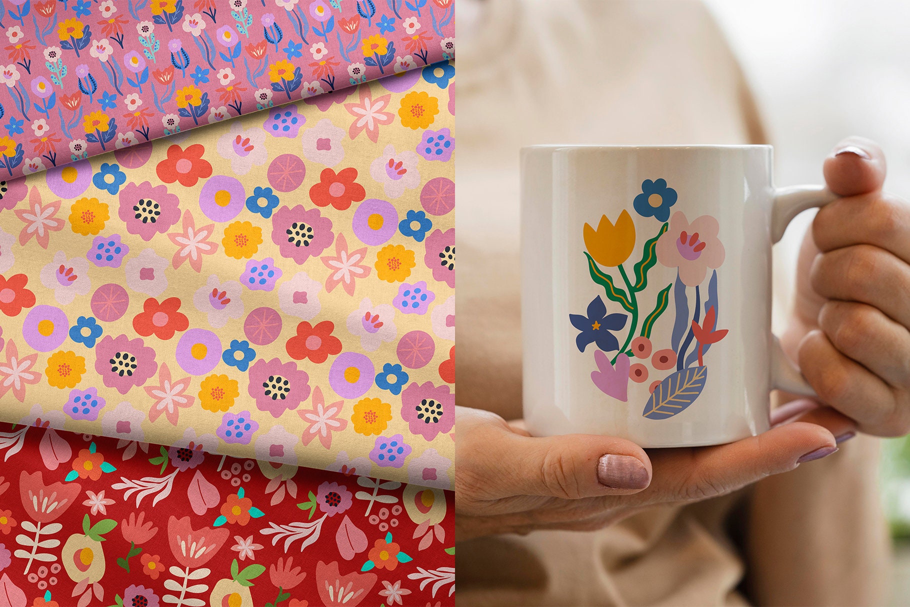 Abstract Autumn Flowers Digital Papers , Scrapbook Paper, Seamless ...