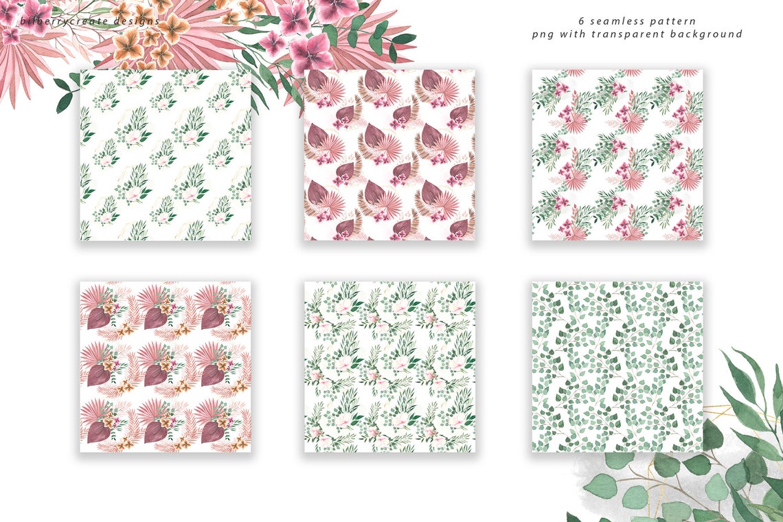 Watercolor Boho Miracle Digital Pattern Scrapbook Paper, Digital Paper ...