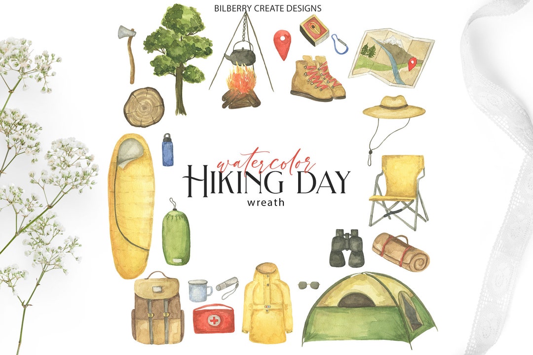 Watercolor Hiking Day Frame Good Invite Camping Invitation - Etsy