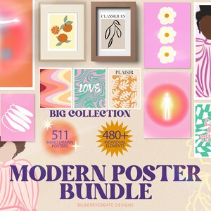 MODERN Poster Bundle, DIGITAL DOWNLOAD, Pastel Danish Decor, Trendy ...