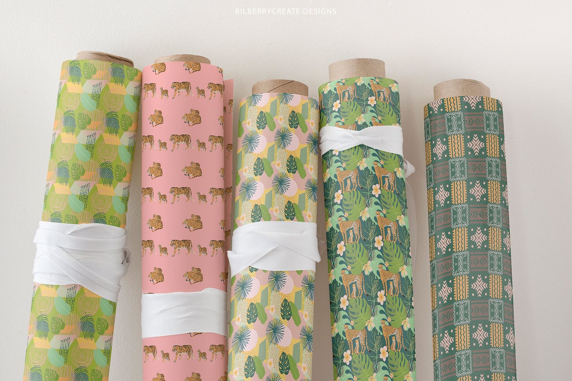 Wild Cats Tropics Digital Paper Set Scrapbook Paper Seamless Patterns ...