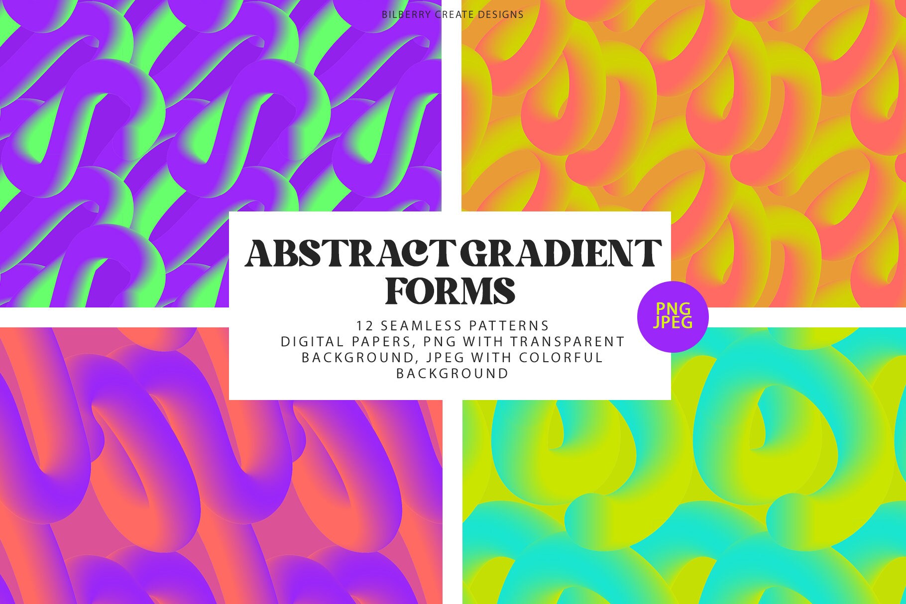 Abstract Gradient Forms Patterns, Digital Paper, Abstract Ombre ...