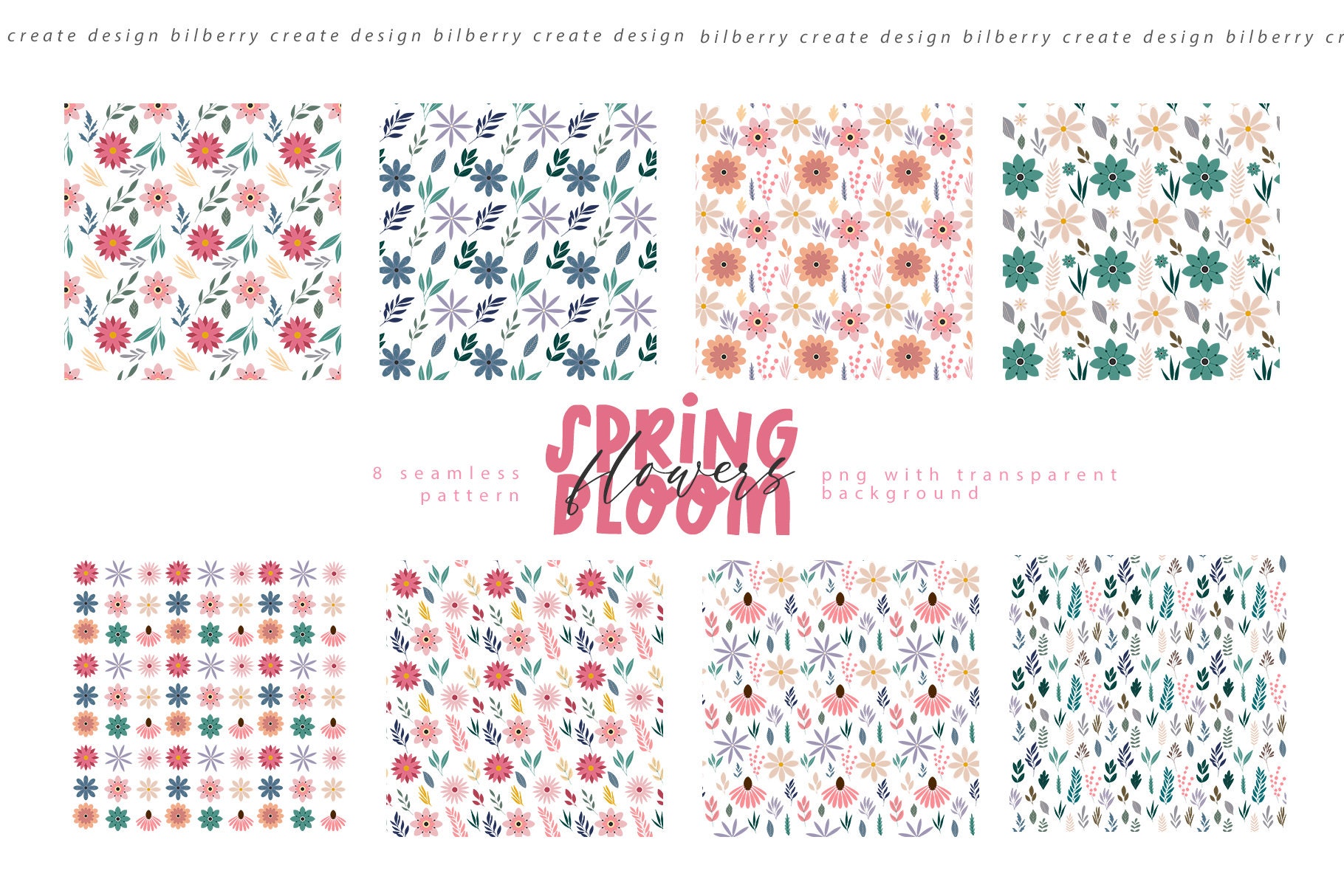 Spring Flowers Flowery Digital Papers-commercial Use-scrapbook Paper ...
