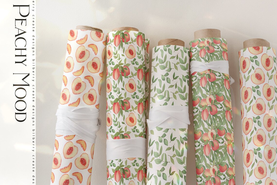Peachy Mood Digital Paper, Peach Digital Scrap Book, Peach Fruit ...
