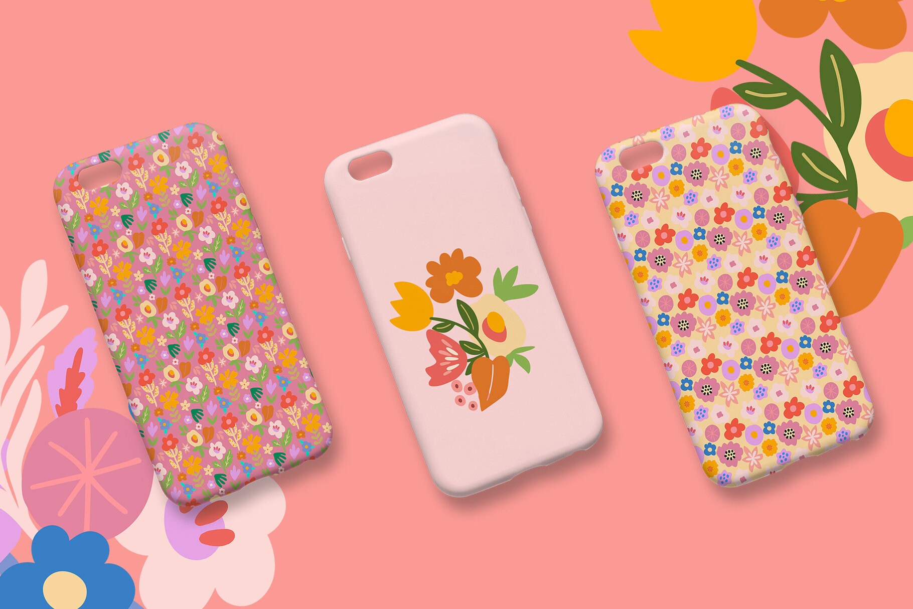 Abstract Autumn Flowers Digital Papers , Scrapbook Paper, Seamless ...