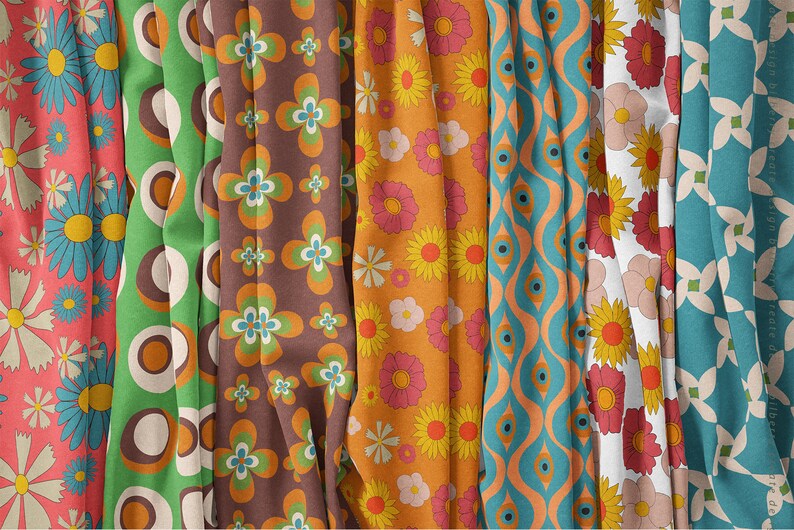 Retro 60s Seamless Pattern Seamless Retro Paper, Digital Paper, Digital ...