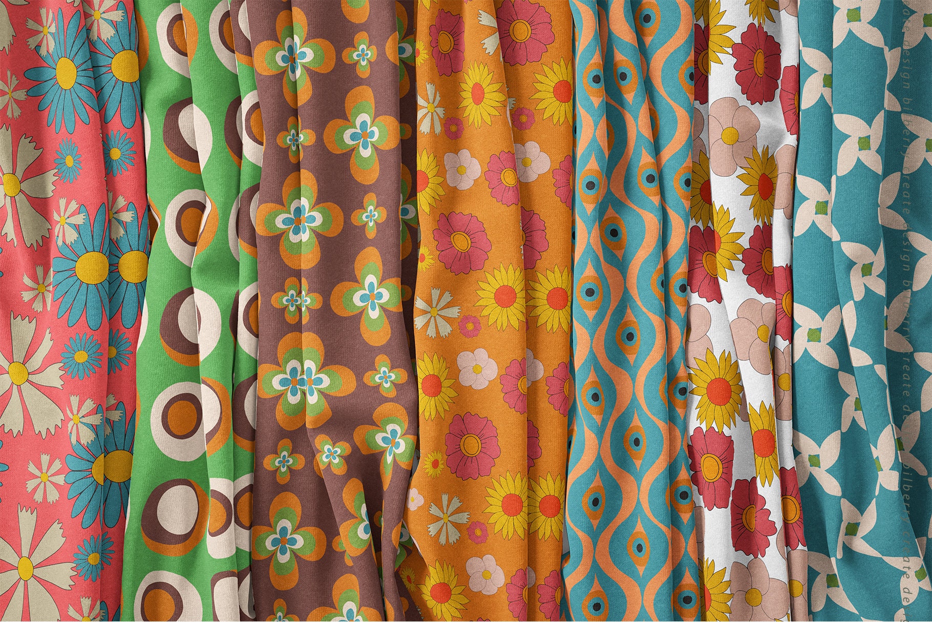 Retro 60s Seamless Pattern Seamless Retro Paper, Digital Paper, Digital ...