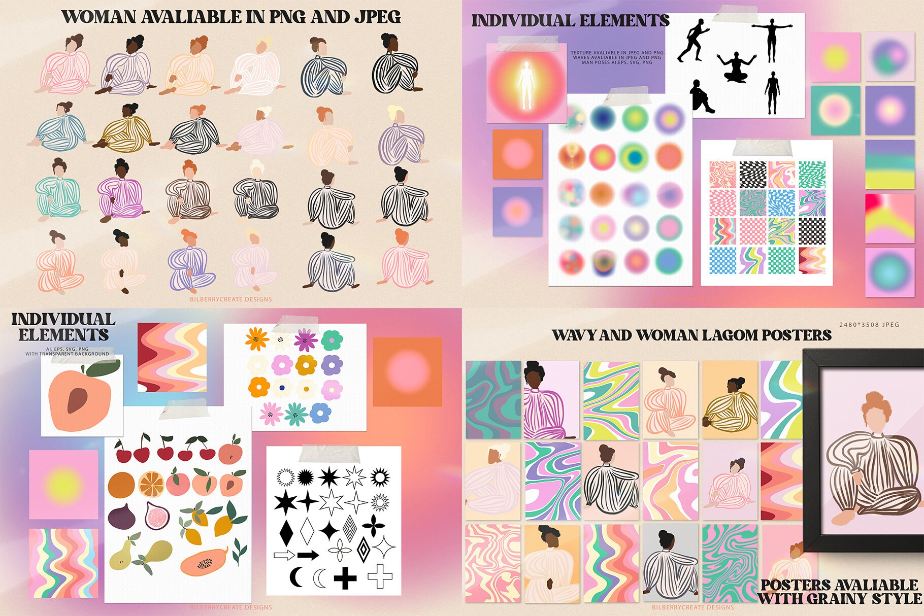 MODERN Poster Bundle, DIGITAL DOWNLOAD, Pastel Danish Decor, Trendy ...