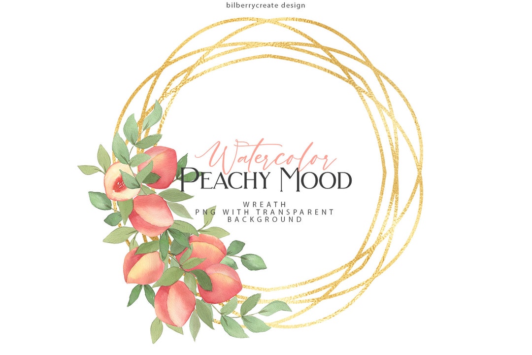 Peach Clipart Watercolor Fruit Clipart Peach Fruit Wreath Clip Art ...