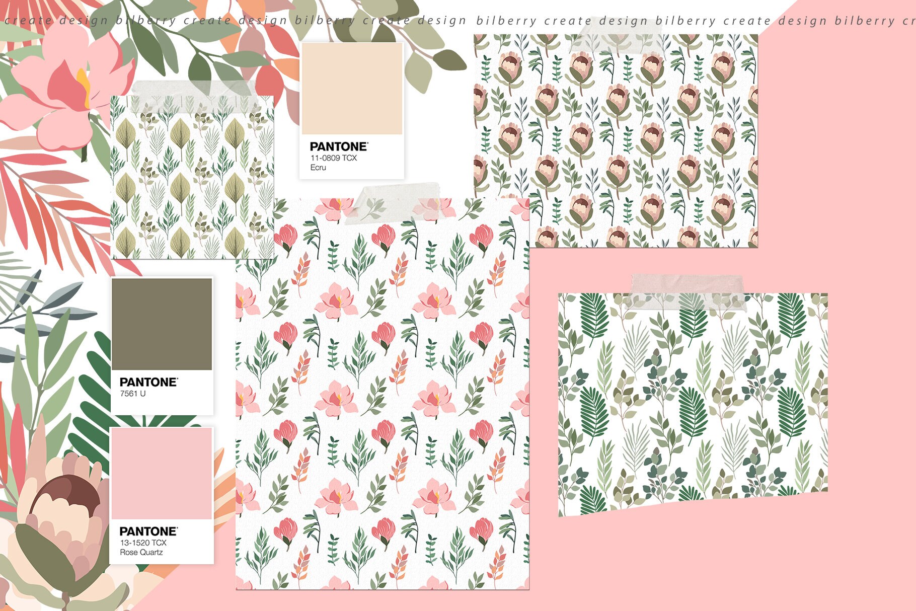 Bohemian Tropical Flowers Digital Paper Scrapbook Paper Seamless ...