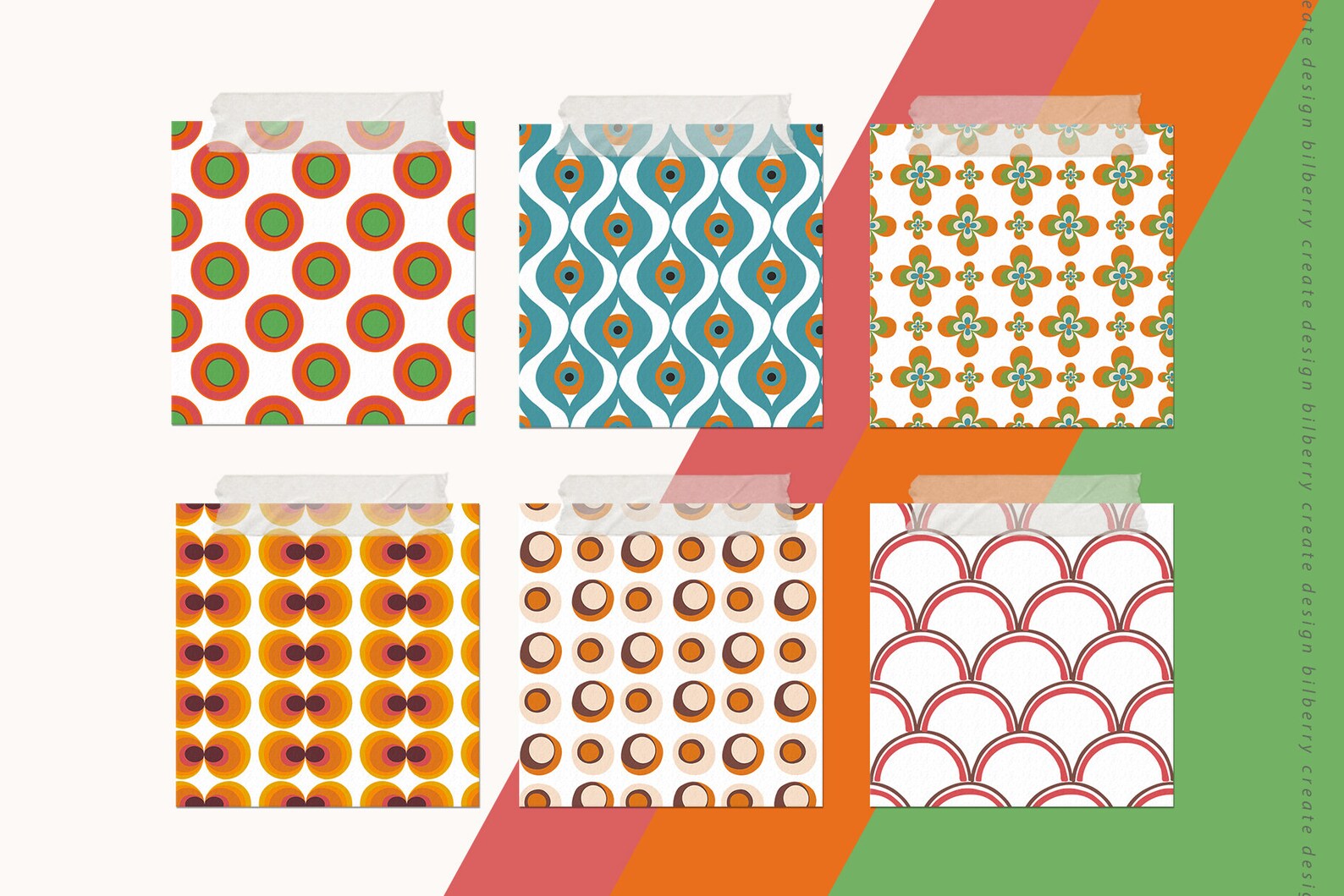 Retro 60s Seamless Pattern Seamless Retro Paper, Digital Paper, Digital ...