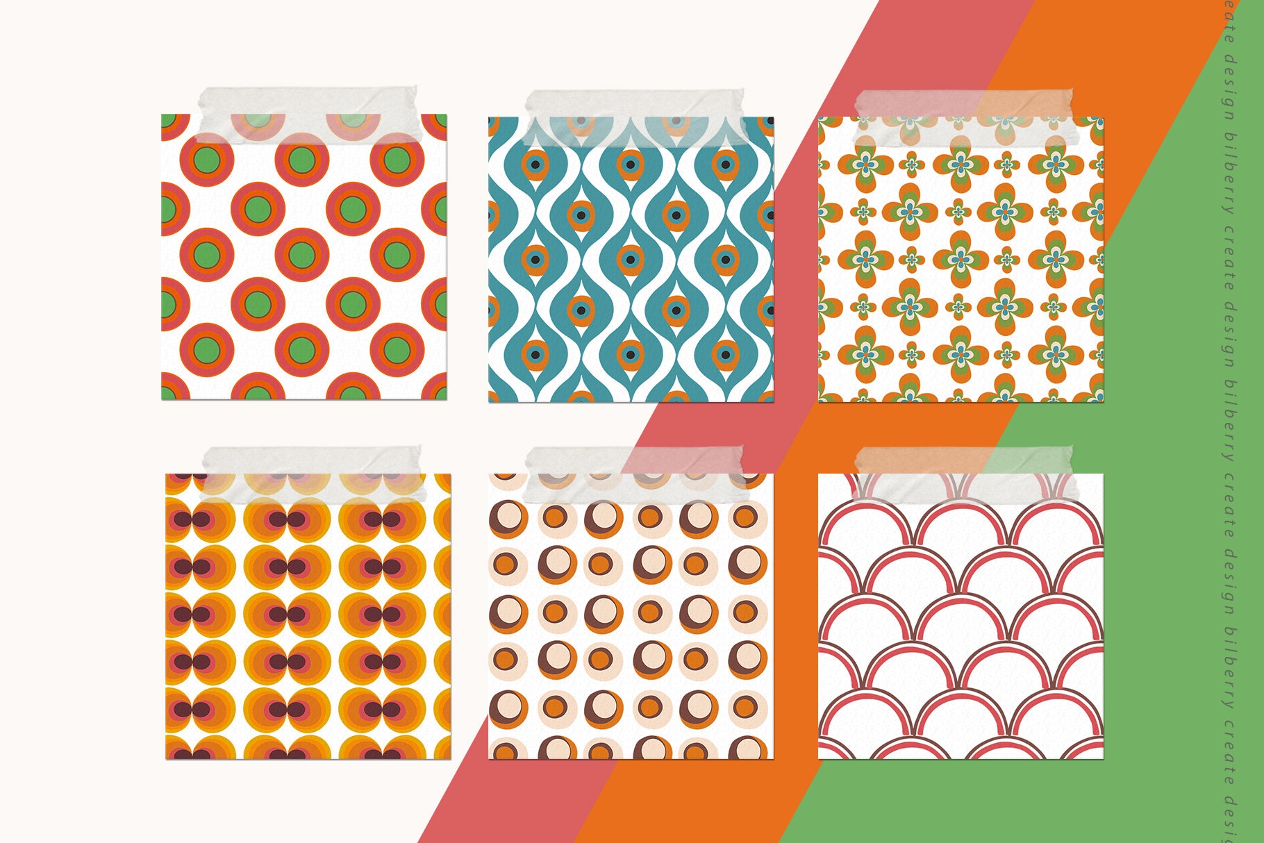 Retro 60s Seamless Pattern Seamless Retro Paper, Digital Paper, Digital ...